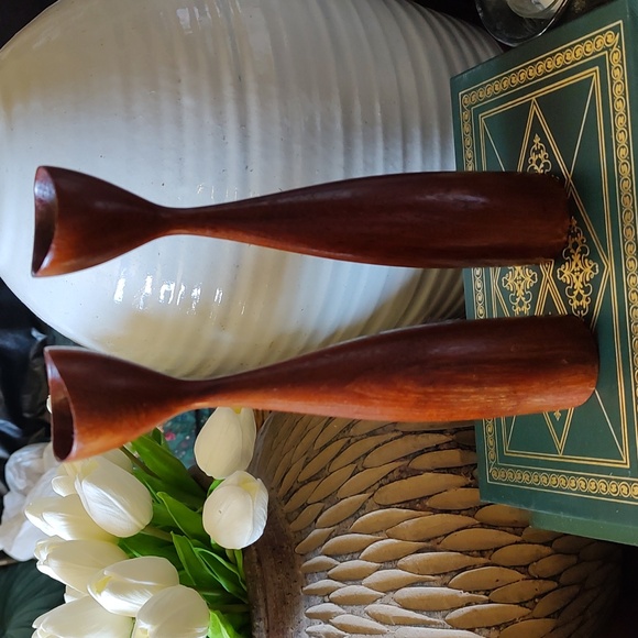 Vintage | Accents | Vintage Midcentury Danish Teak Wood Candle Stick ...